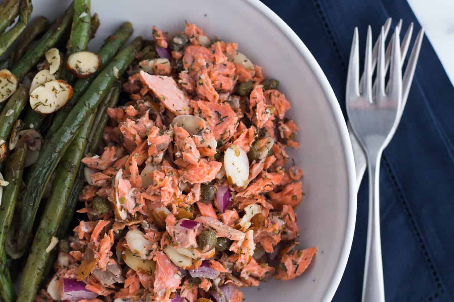 Shredded Lemon Dill Salmon Salad - Allianna