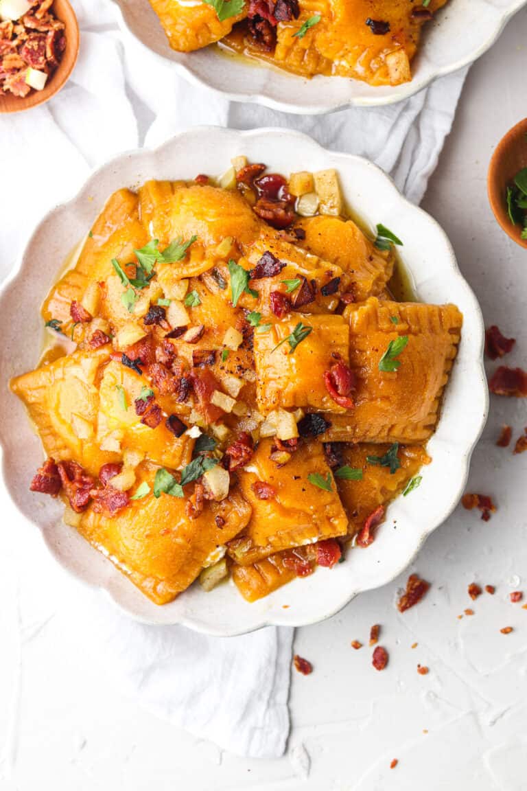 Gluten Free Paleo Pumpkin Ravioli w/ Sage Apple Bacon Sauce - Allianna ...